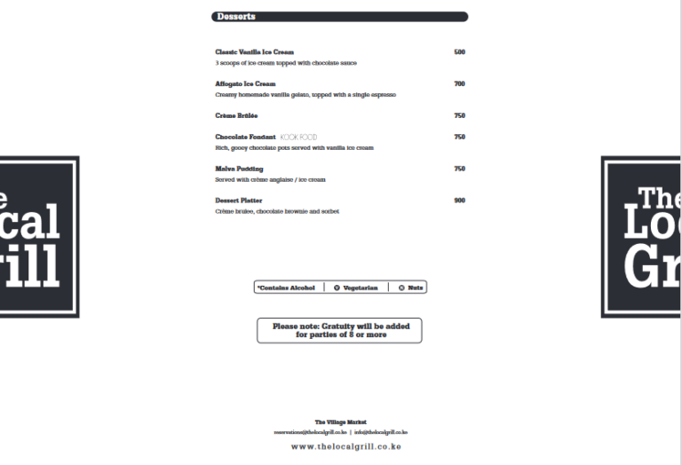 Menus - The Local Grill